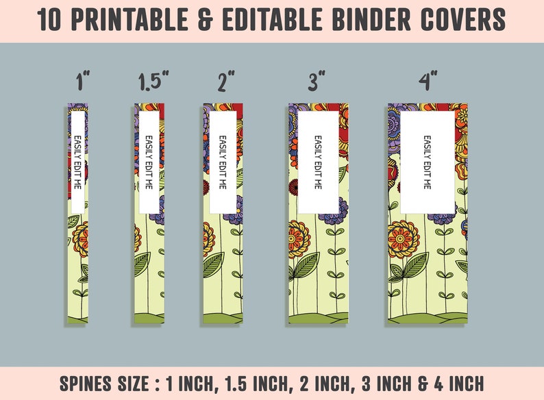 Flower Binder Cover Templates 10 Printable & Editable Binder - Etsy
