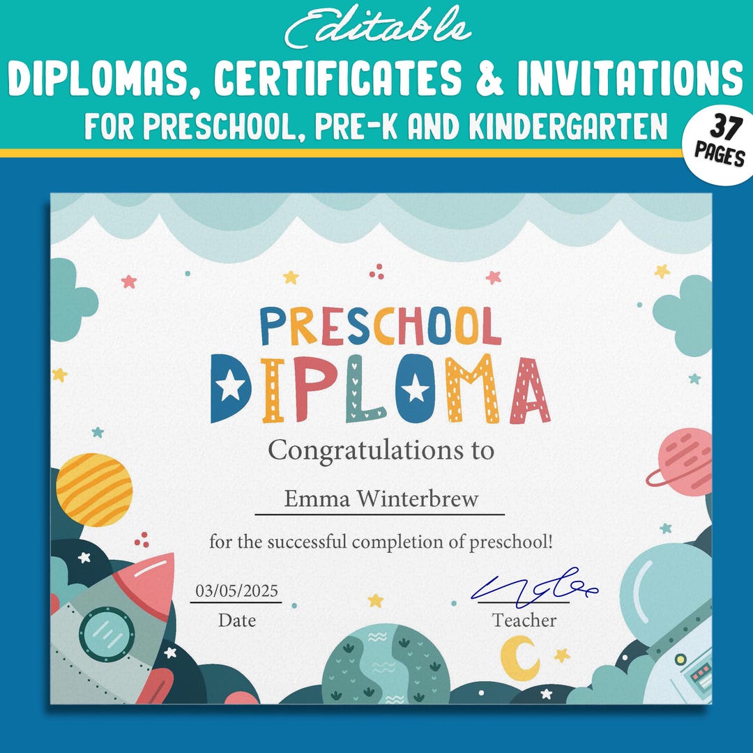 Galactic Achievements: 37 Pages of Planets and Space-themed Diplomas ...