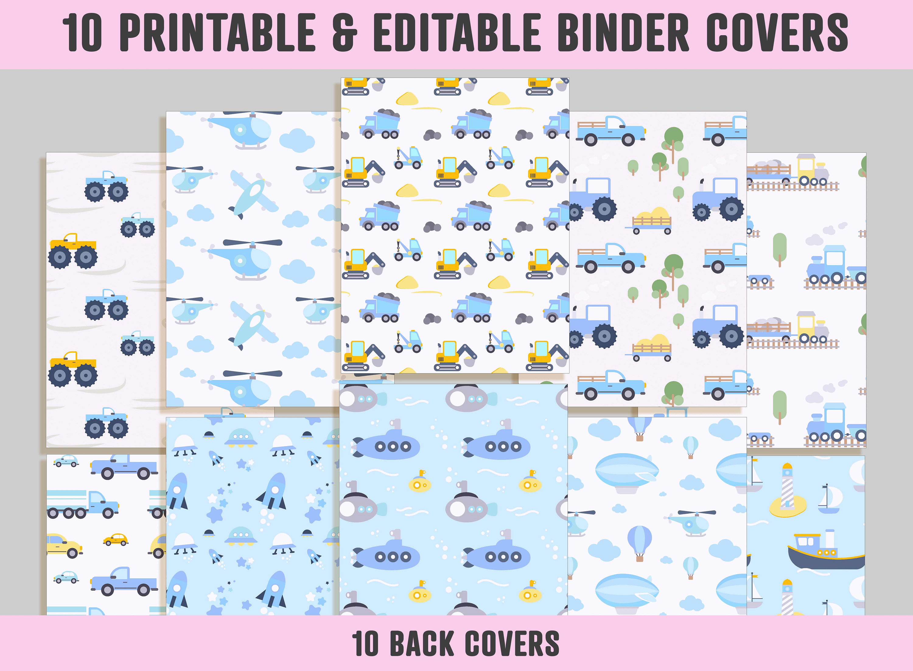 Binder Cover for Kids 10 Coversspines Binder Cover - Etsy