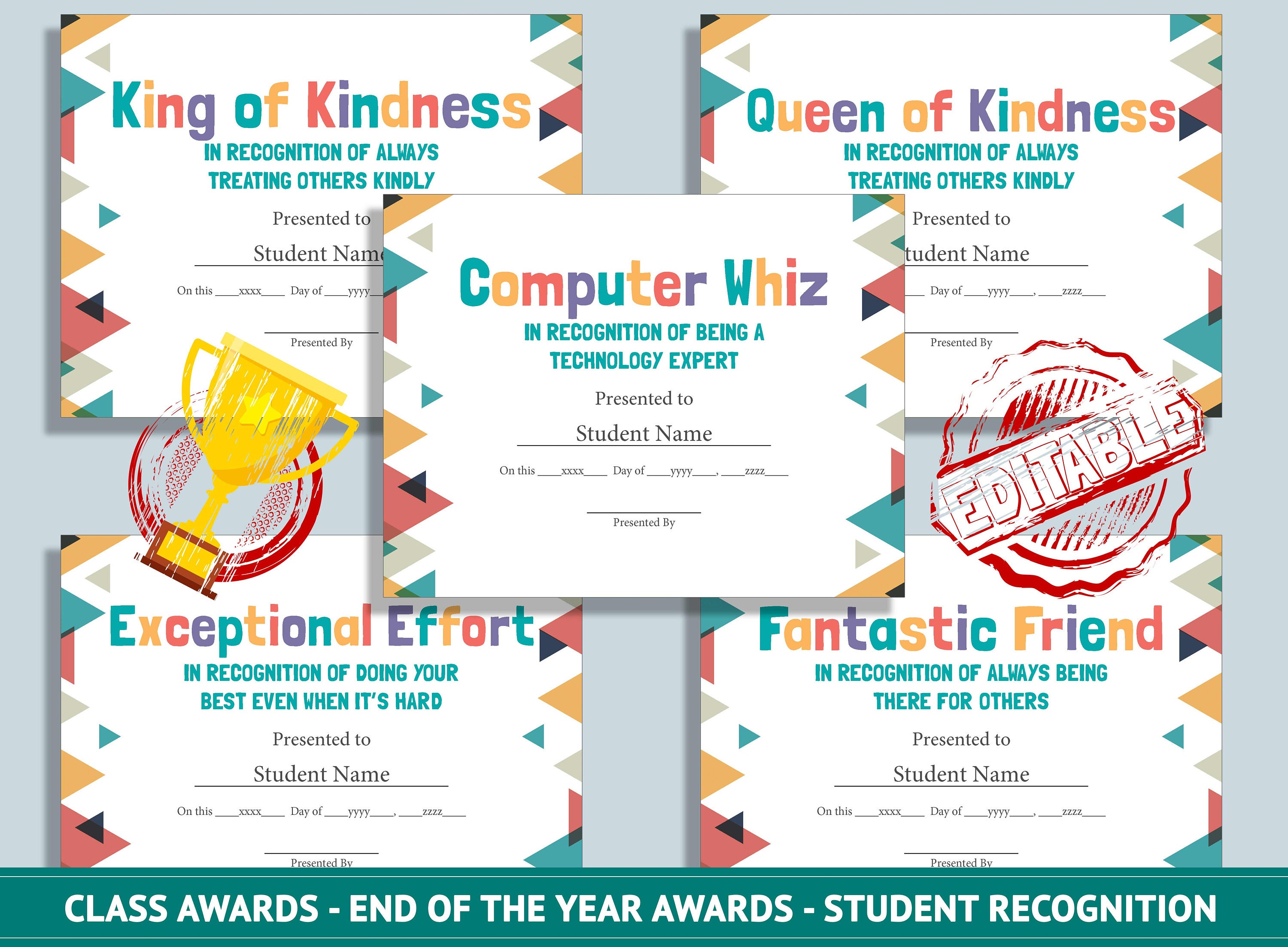 Editable End of the Year Activities, End of School Year Awards, Student ...