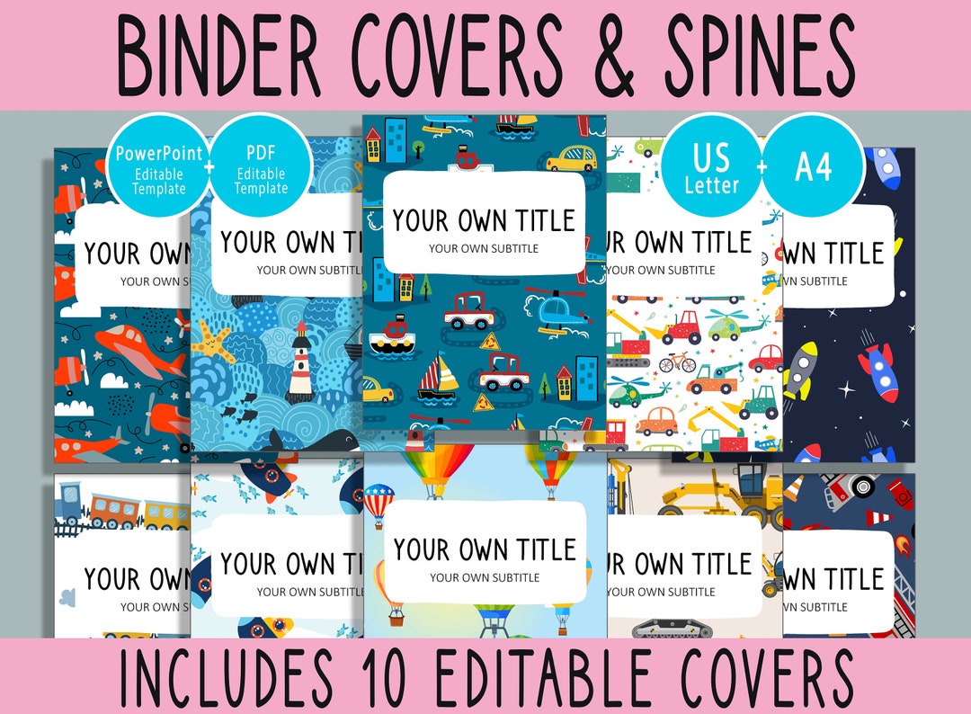 10 Editable Vehicle Binder Covers, Includes 1, 1.5, 2 Spines, Available ...