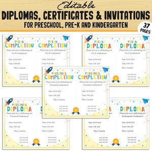 Fun and Editable Preschool, Pre-k, and Kindergarten Diplomas ...