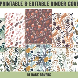 Floral Binder Cover, 10 Printable/editable Covers+spines, Binder Insert ...