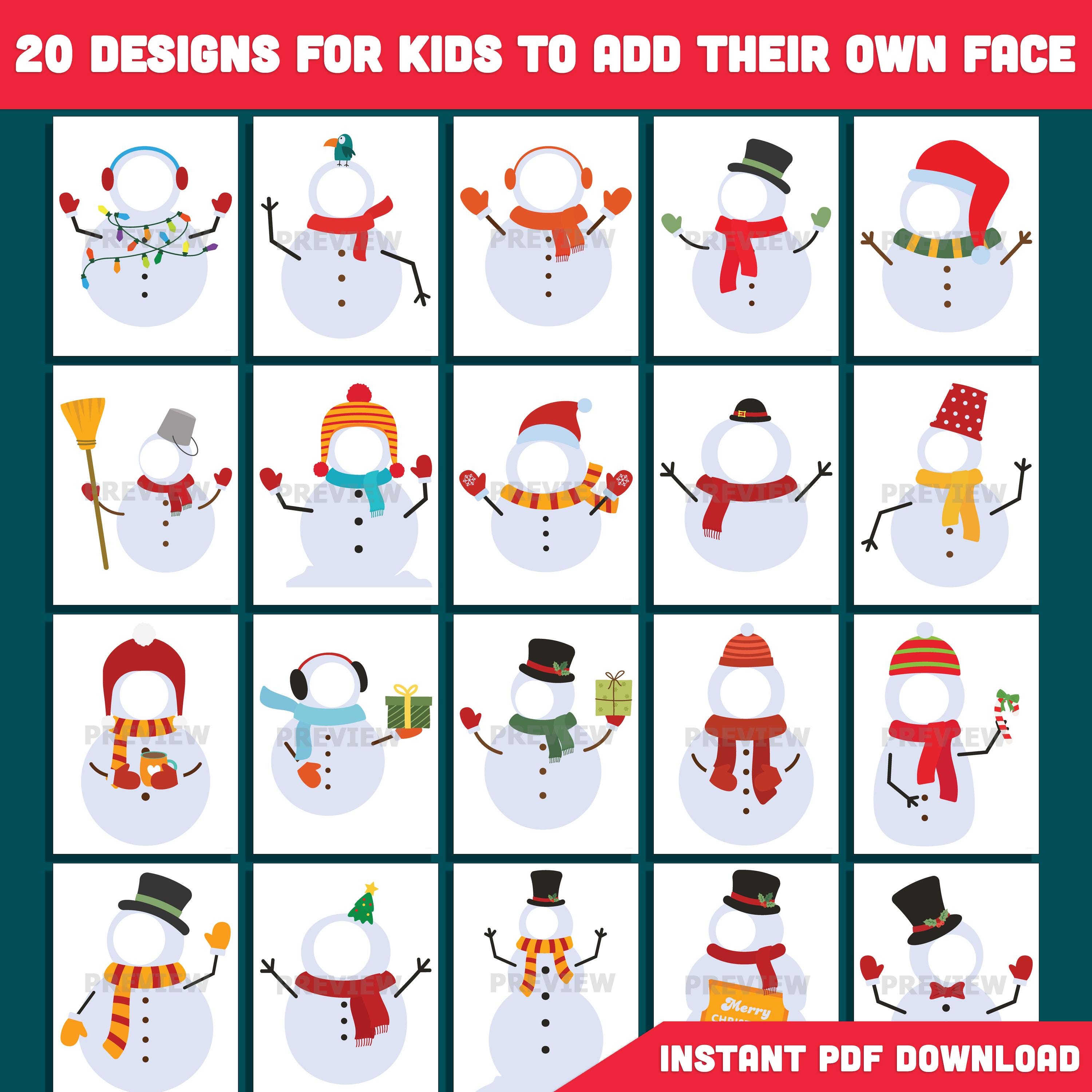 Printable Snowman Body Templates for Kids, 20 Designs, Fun Christmas ...