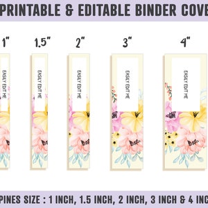 Flower Binder Cover, 10 Printable & Editable Binder Covers+spines ...