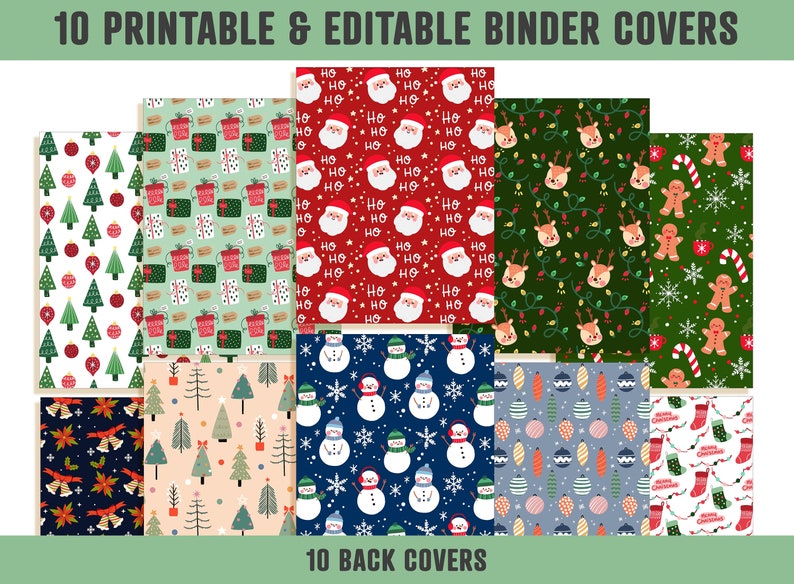 Christmas Planner Cover, 10 Printable & Editable Binder Coversspines ...