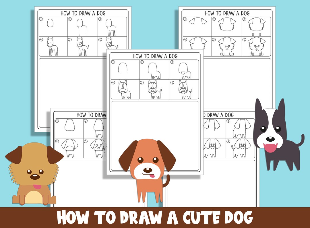 Learn How to Draw a Cute Dog, Puppy Directed Drawing Step by Step ...
