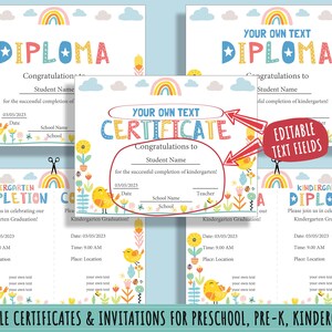 Diplomas, Certificates and Graduation Invitations for Preschool, Pre-k ...