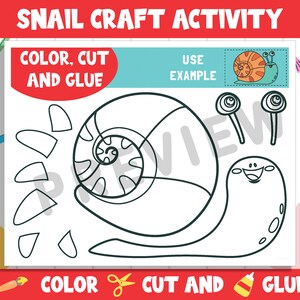Cute Snail Craft Activity - Color, Cut, and Glue for Prek to 2nd Grade ...