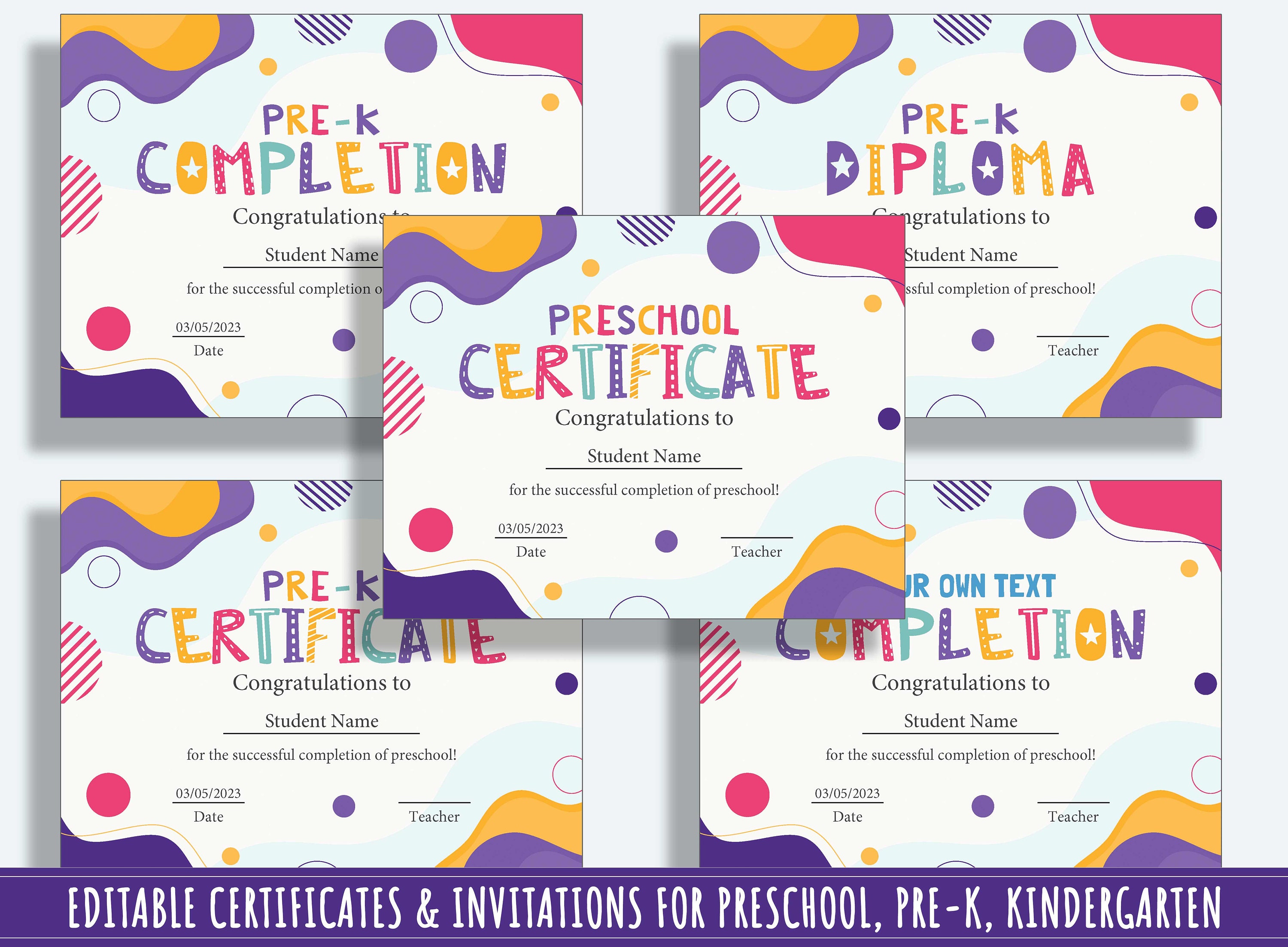 Pre K Graduation Certificate, Kindergarten Certificates Completion ...