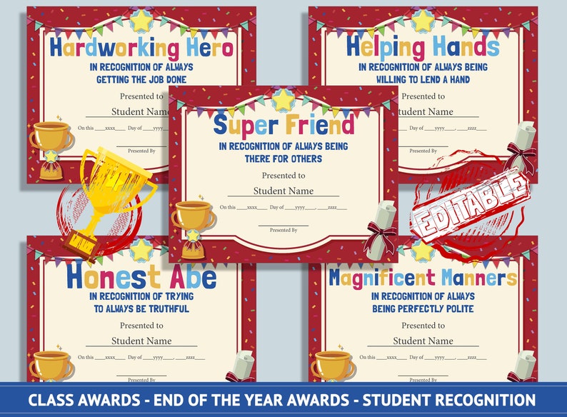 Editable Class Superlatives Awards, End of the Year Classroom Awards ...