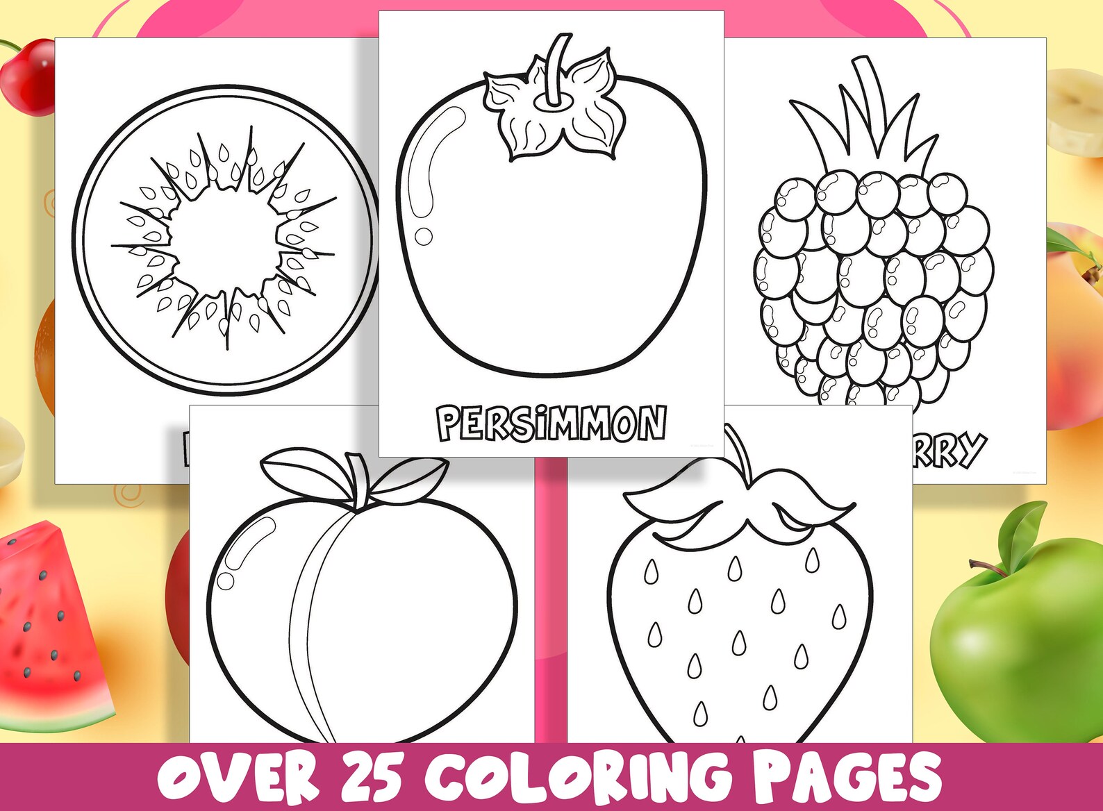 Fruit Coloring Pages, 25 Printable Fruit Coloring Pages for Preschool ...