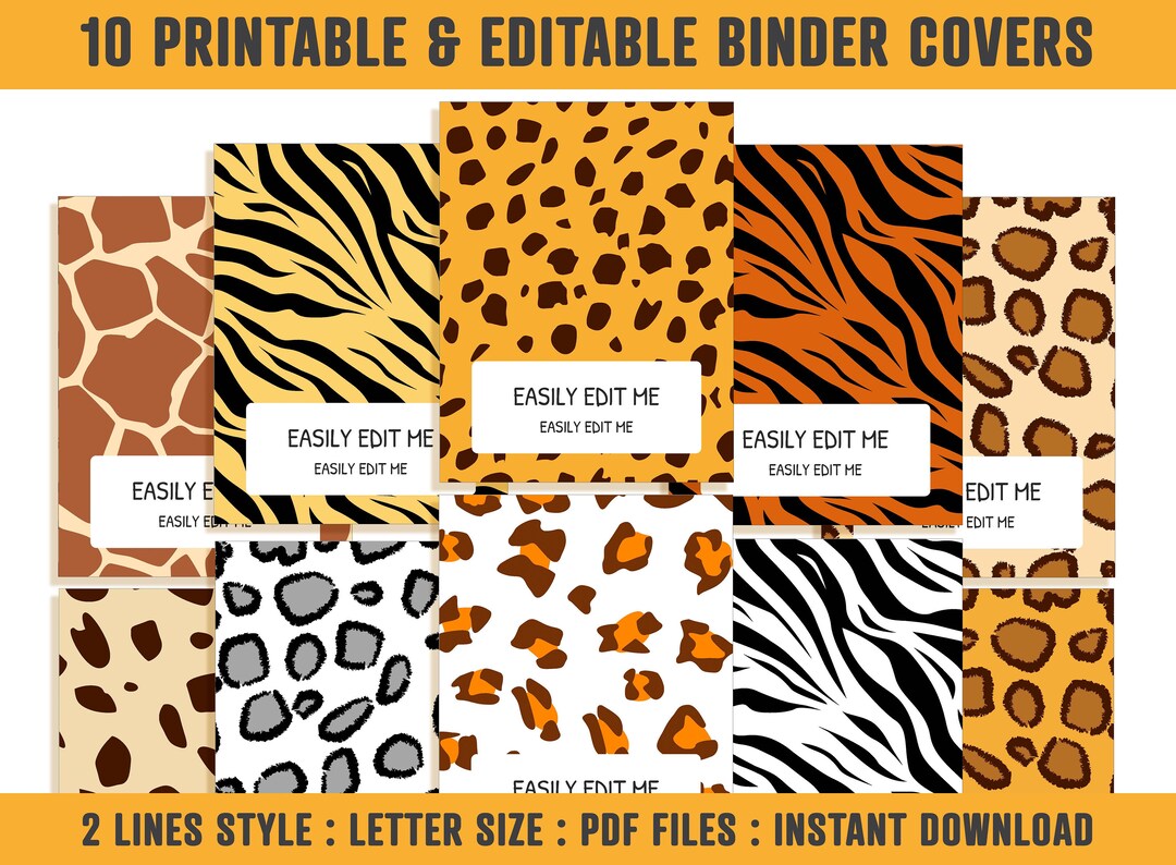 Binder Cover and Spine 10 Printable & Editable Binder - Etsy