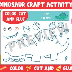 Cute Baby Dinosaur Craft Activity - Color, Cut, and Glue for Prek to ...