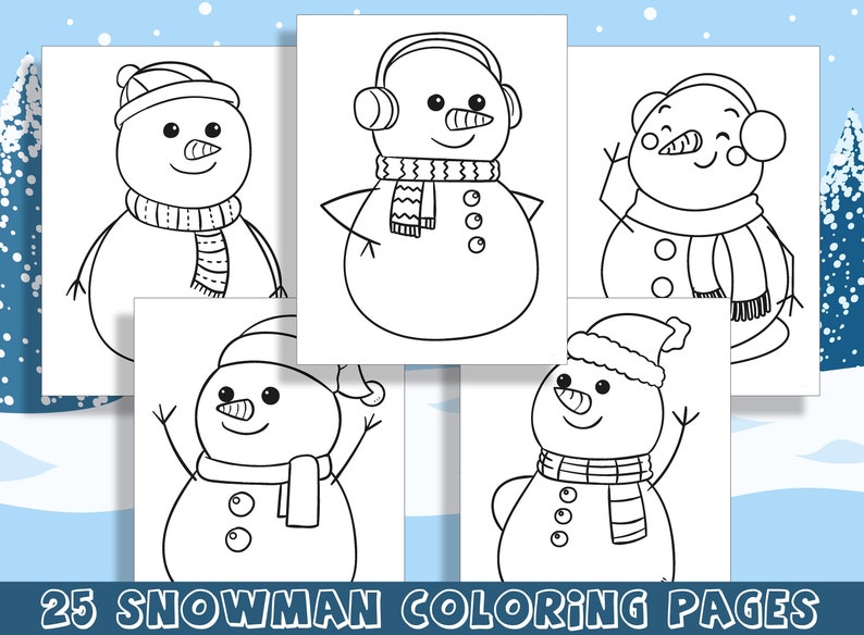 25 Adorable Snowman Coloring Pages for Preschool and Kindergarten, PDF ...