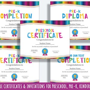 Editable Preschool Awards, Completion Certificates, Diplomas, and ...