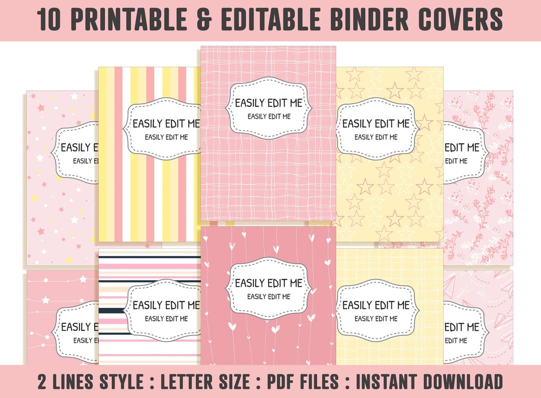 Binder Labels 10 Printable & Editable Binder Coversspines - Etsy