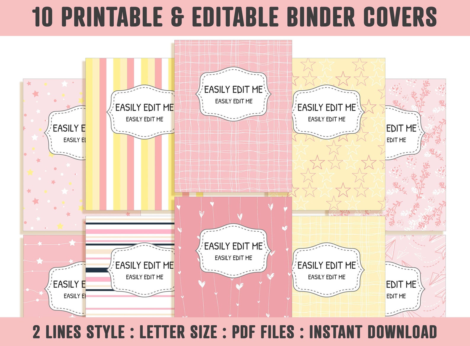 Binder Labels 10 Printable & Editable Binder Coversspines - Etsy