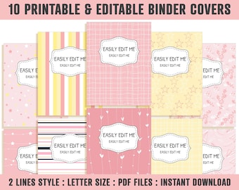 Binder Labels 10 Printable & Editable Binder Coversspines - Etsy