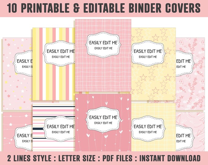 Binder Labels 10 Printable & Editable Binder Coversspines - Etsy