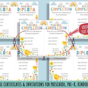 Diplomas, Certificates and Graduation Invitations for Preschool, Pre-k ...