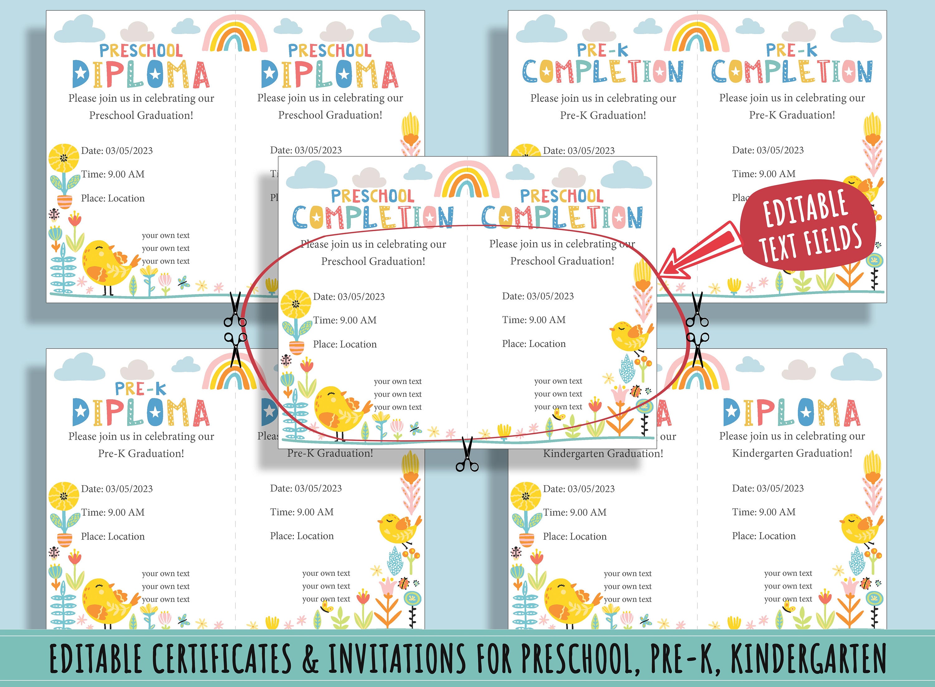 Diplomas, Certificates and Graduation Invitations for Preschool, Pre-k ...