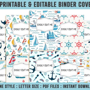 Ocean Binder Cover, 10 Printable/editable Covers+spines, Planner Cover ...