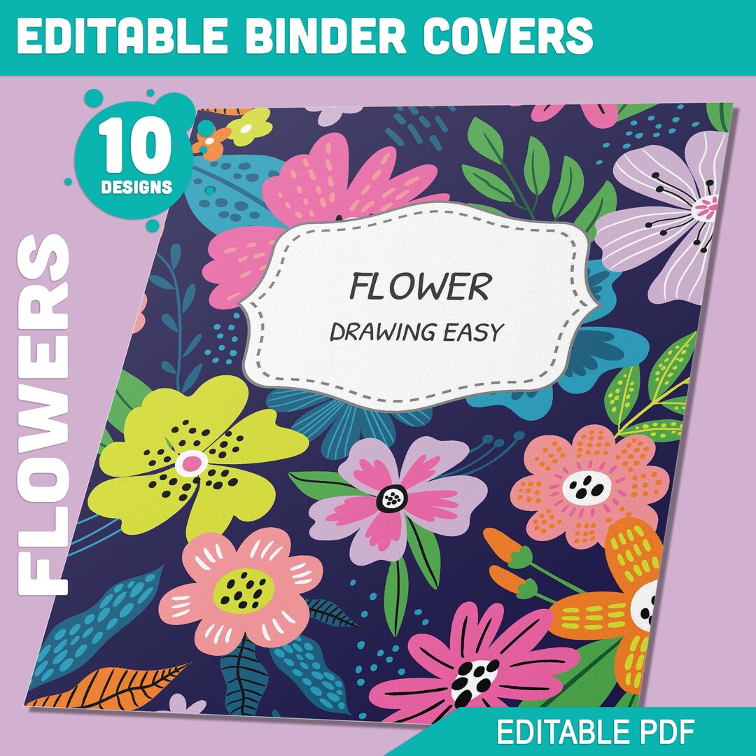 Binder Cover and Spine, 10 Printable/editable Covers + Spines Binder ...