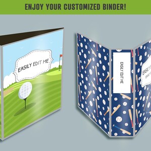 Golf, Marine and Baseball Binder Cover, 10 Printable & Editable Binder ...