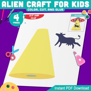 Alien Craft for Kids: Printable 4-page Color, Cut and Glue Activity PDF ...