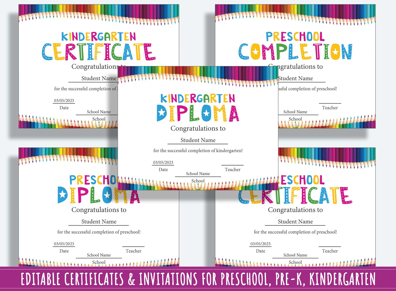 Editable Preschool Awards, Completion Certificates, Diplomas, and ...