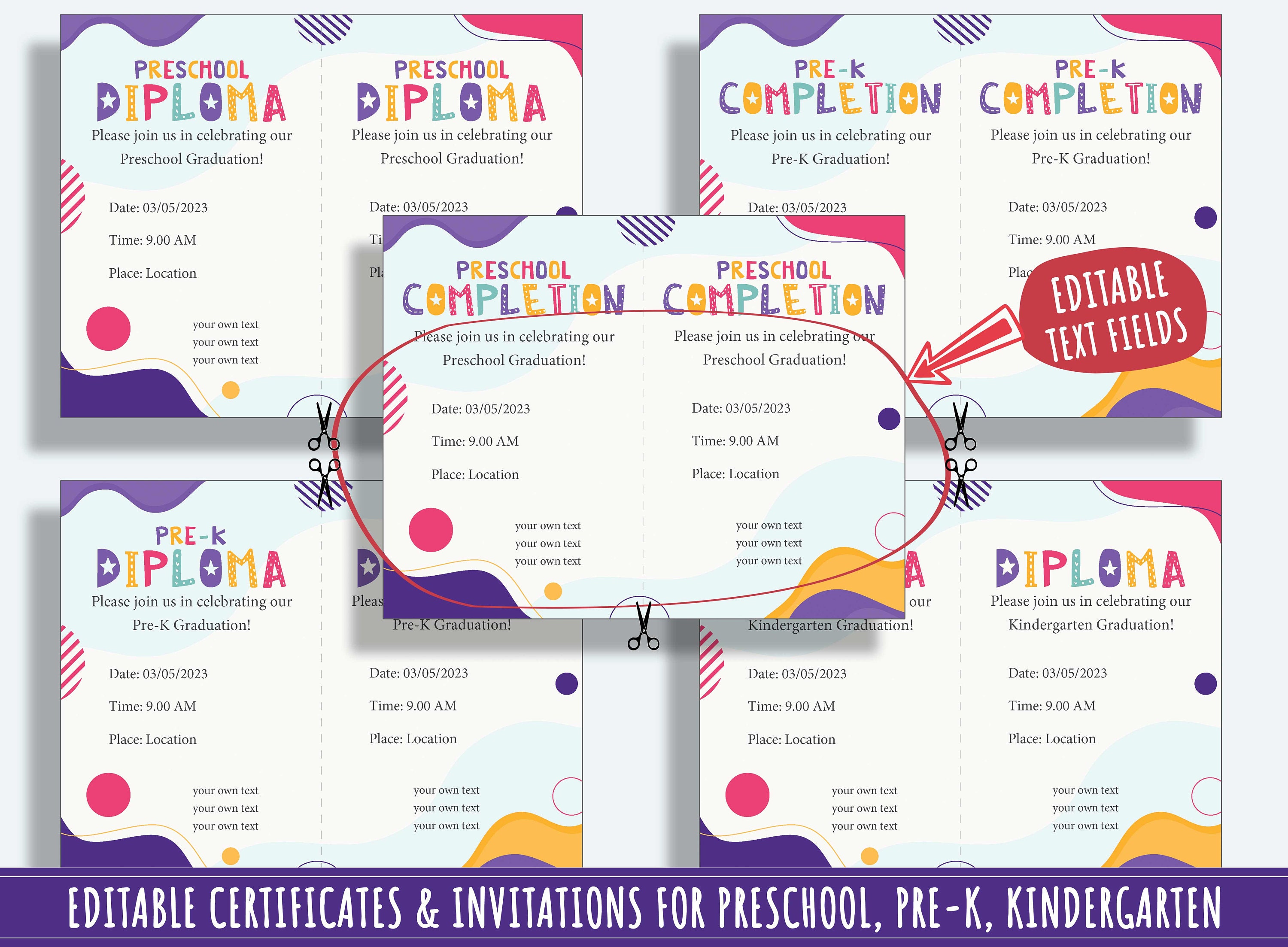 Pre K Graduation Certificate, Kindergarten Certificates Completion ...