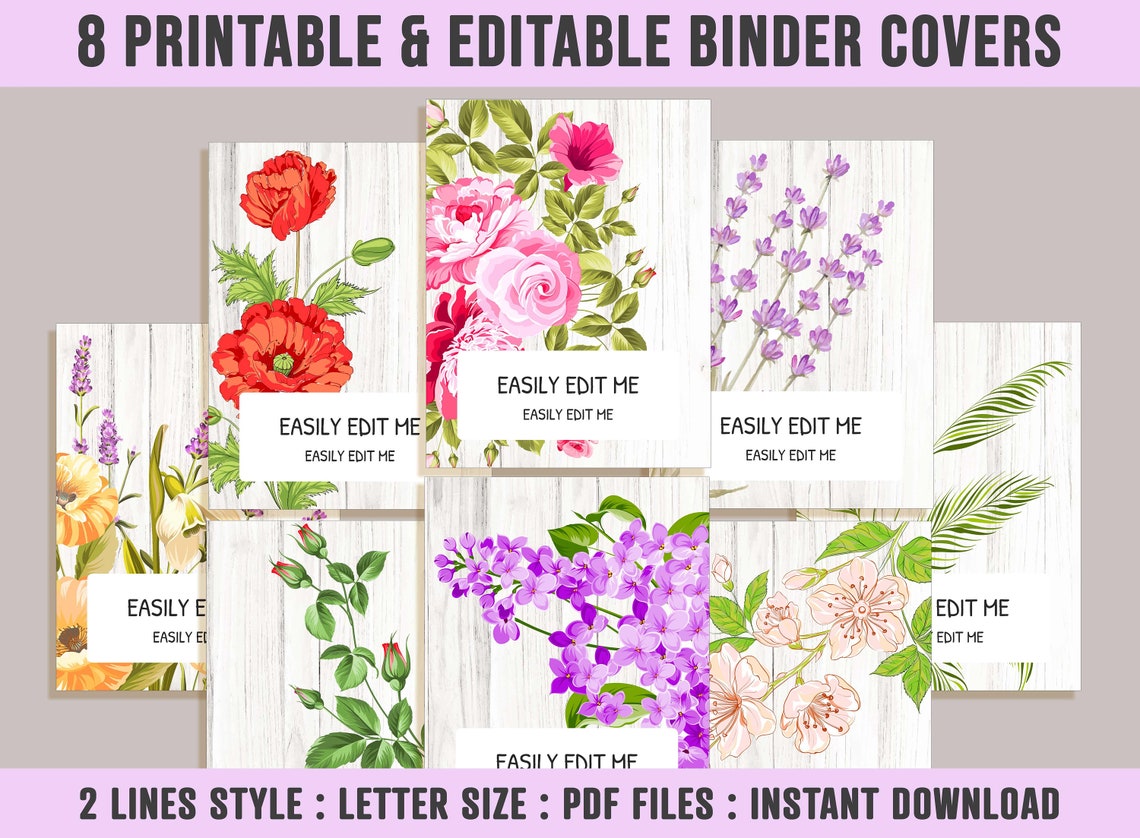 Editable Binder Covers 8 Printable & Editable Binder - Etsy