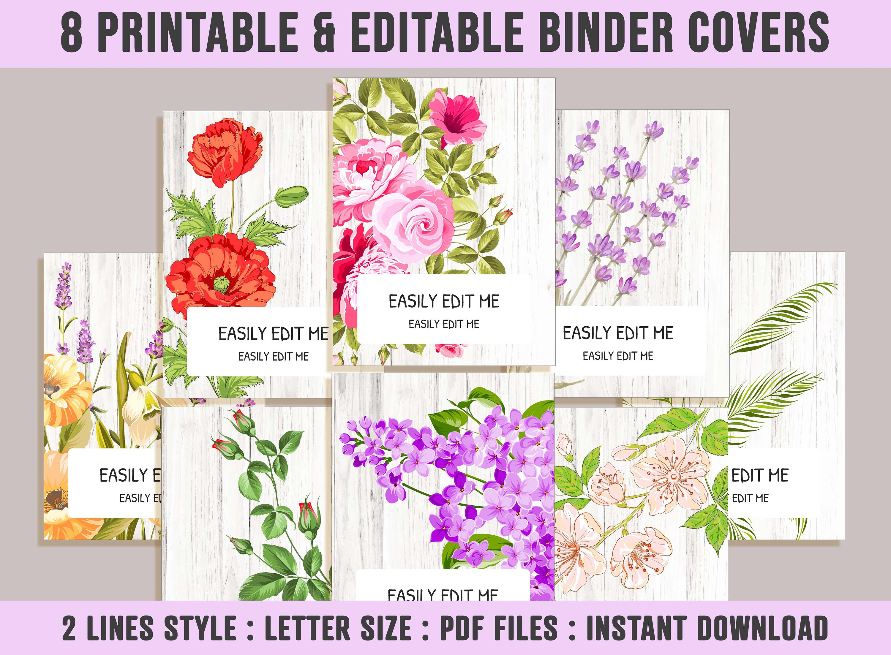 Editable Binder Covers, 8 Printable & Editable Binder Coversspines ...