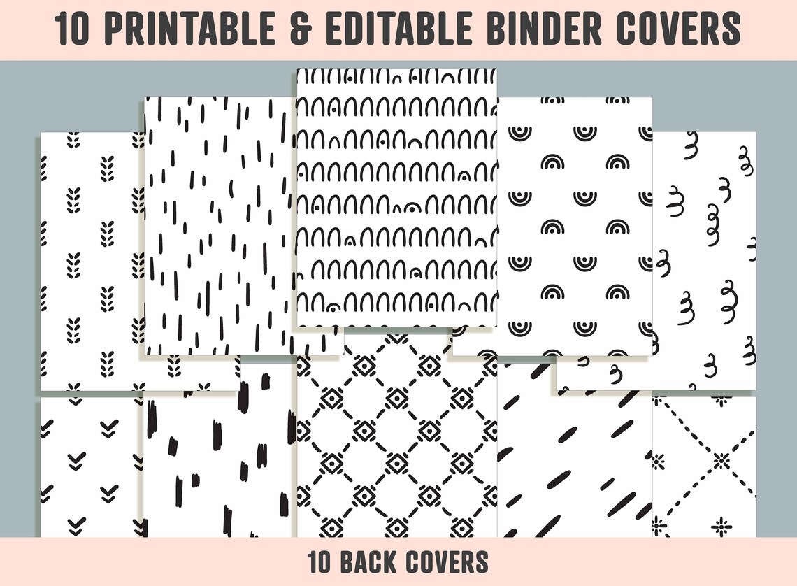 Black and White Abstract Shapes Binder Cover 10 - Etsy