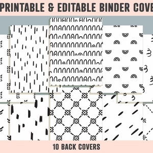 Black and White Abstract Shapes Binder Cover, 10 Printable/editable ...