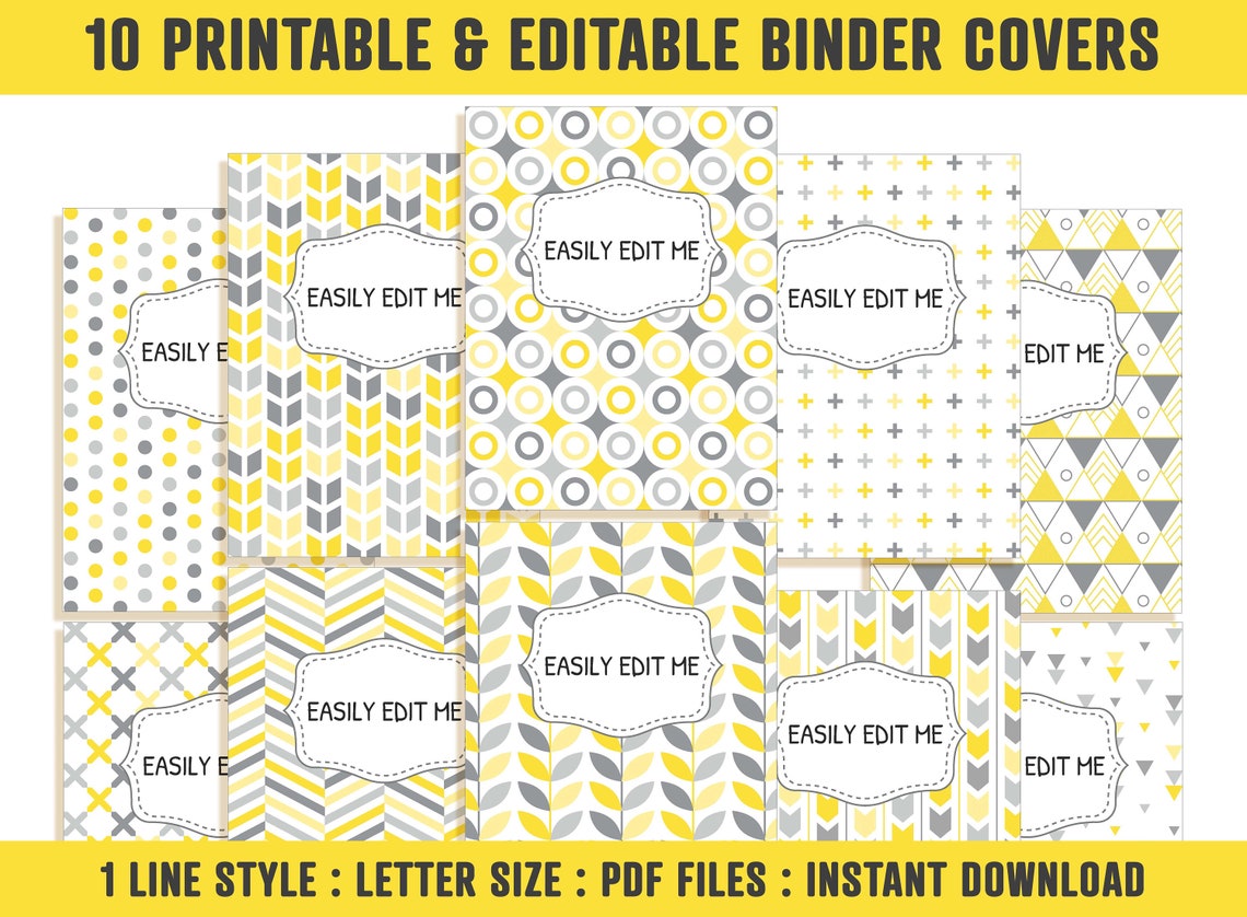 Binder Cover Printable Editable 10 Coversspines Binder - Etsy