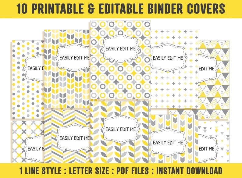 Binder Cover Printable Editable, 10 Coversspines, Binder Inserts ...