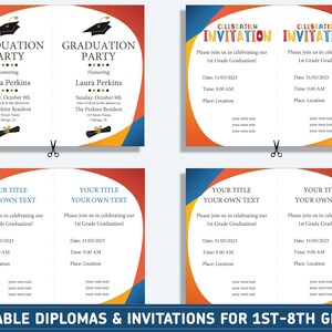 Editable End of 3rd Grade Certificate, 1st to 8th Grade Diploma ...