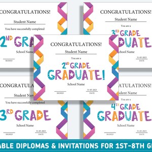 Editable 6th Grade Diploma, 1st to 8th Grade Diploma, Certificate of ...