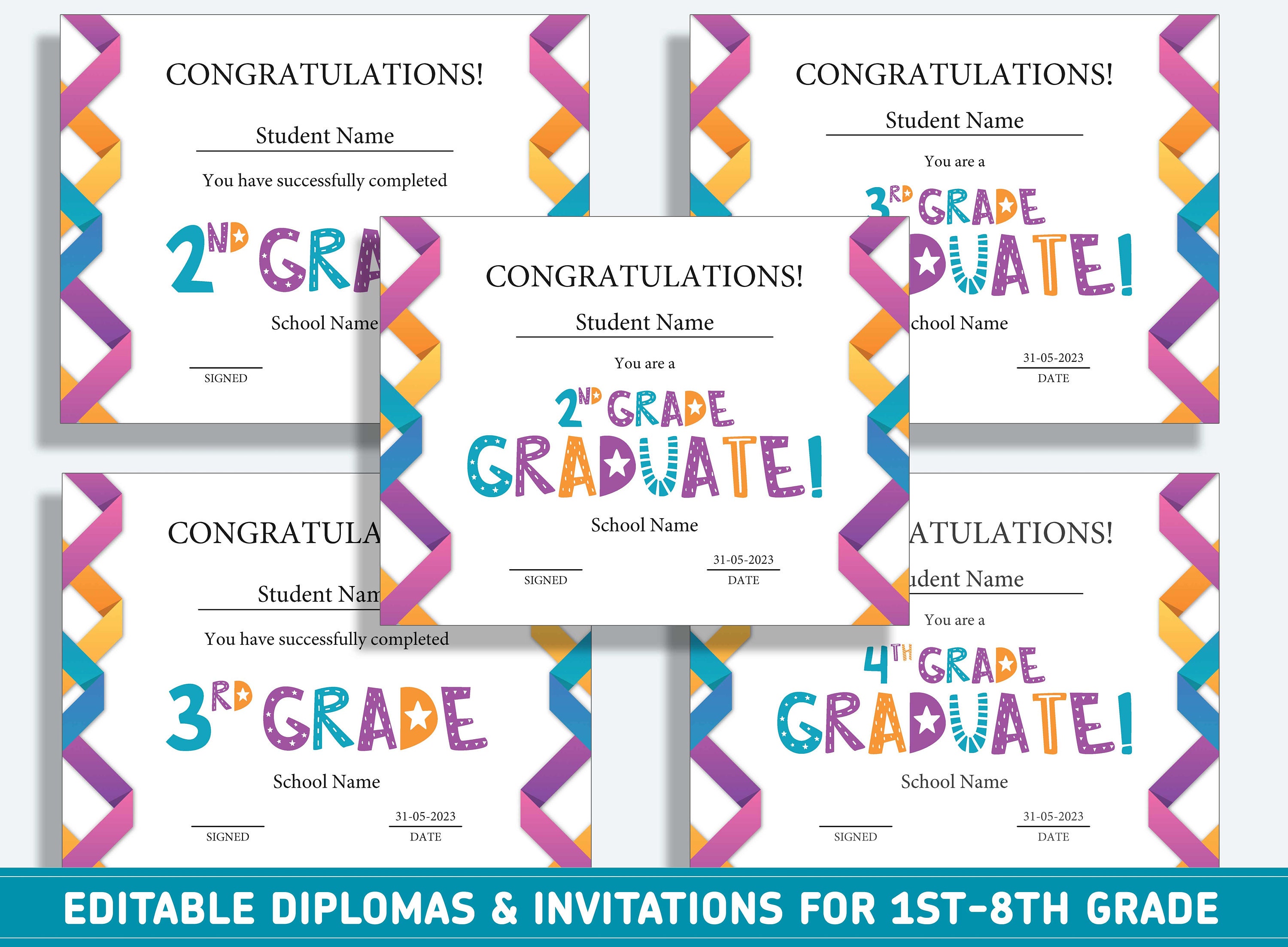 Editable 6th Grade Diploma 1st to 8th Grade Diploma - Etsy