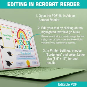 Editable Preschool Diploma With Photo: Graduation Certificate Template ...