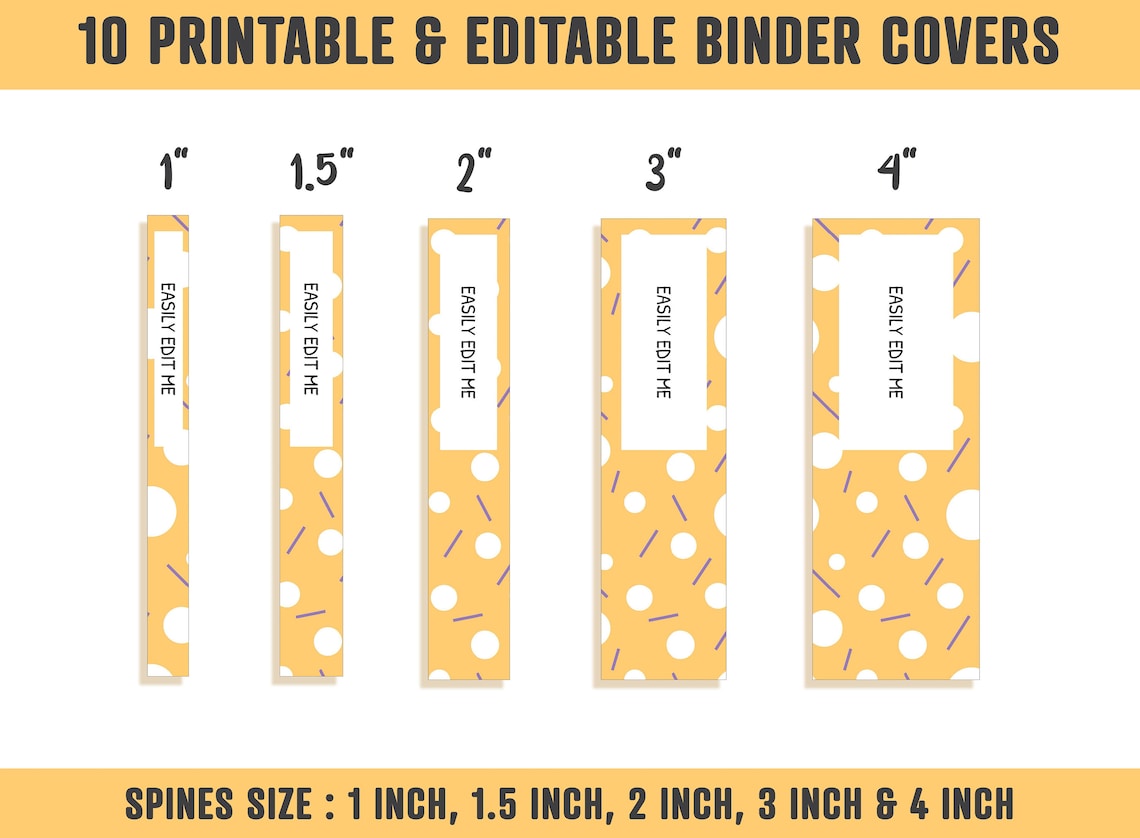 Binder Cover Template 10 Printable & Editable Binder - Etsy