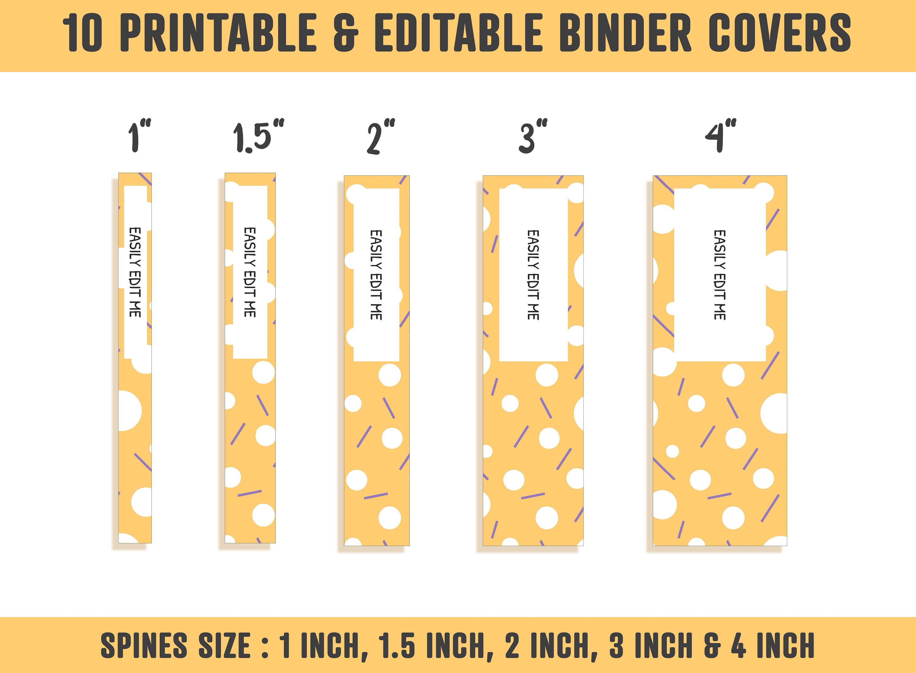 Binder Cover Template 10 Printable & Editable Binder - Etsy