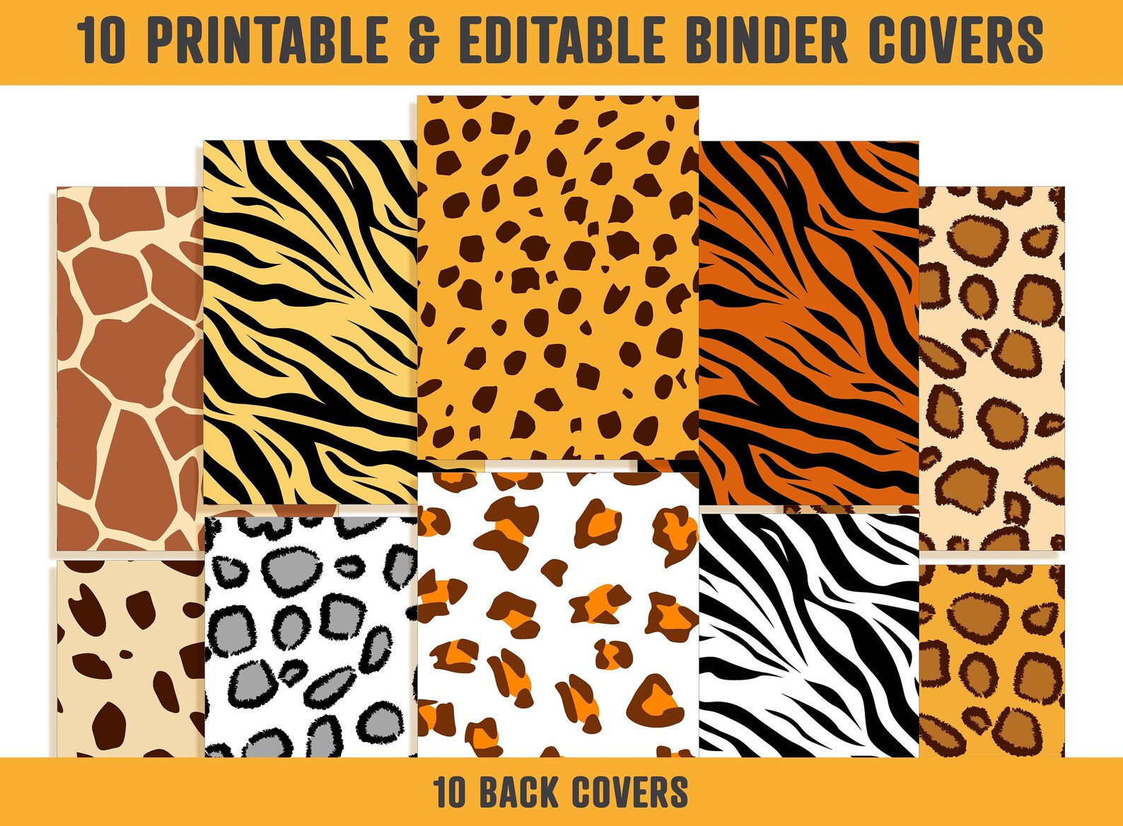 Binder Cover and Spine 10 Printable & Editable Binder - Etsy