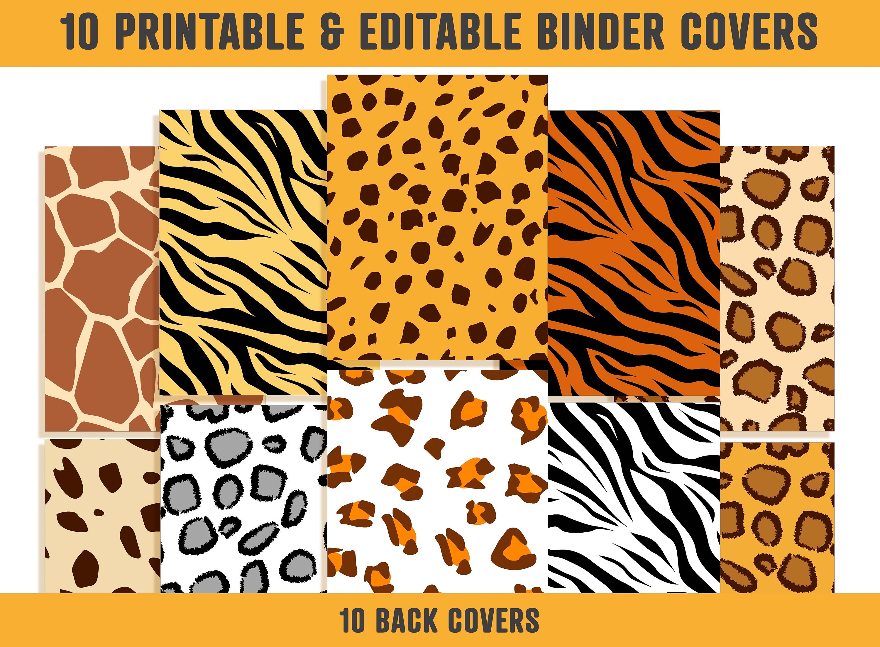 Binder Cover and Spine 10 Printable & Editable Binder - Etsy