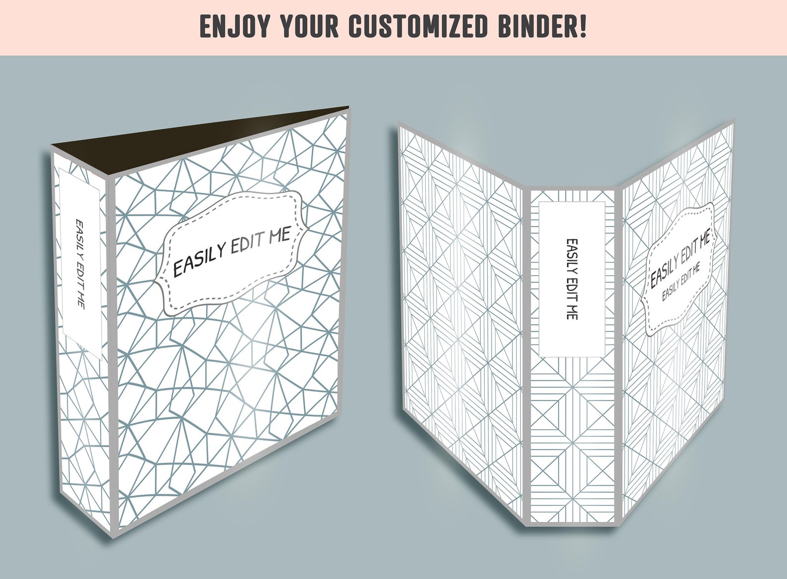 Geometric Patterns Binder Cover, 10 Printable & Editable Binder Covers ...