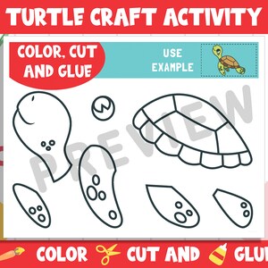 Cute Turtle Craft Activity - Color, Cut, and Glue for Prek to 2nd Grade ...