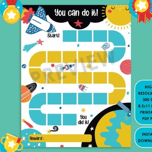 Printable Dinosaur Reward Chart, Space-themed Behavior Chart for Boys ...