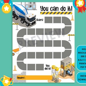 Printable Building Work Reward Chart for Kids: Fun Construction Theme ...
